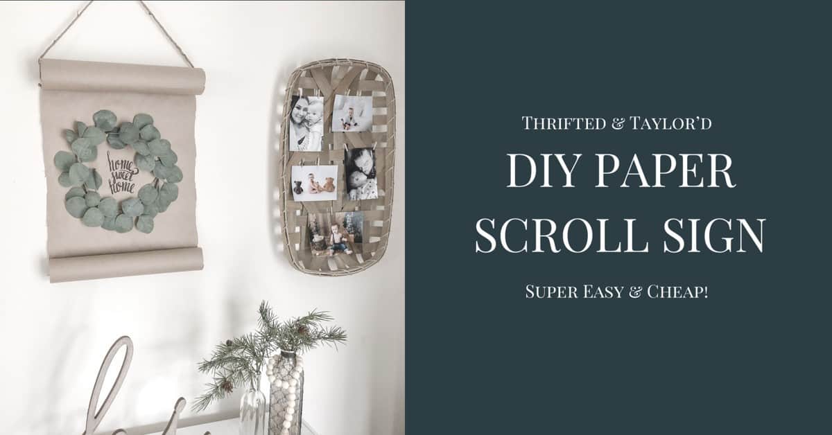 Paper Scroll Sign And Wreath DIY - Thrifted & Taylor'd